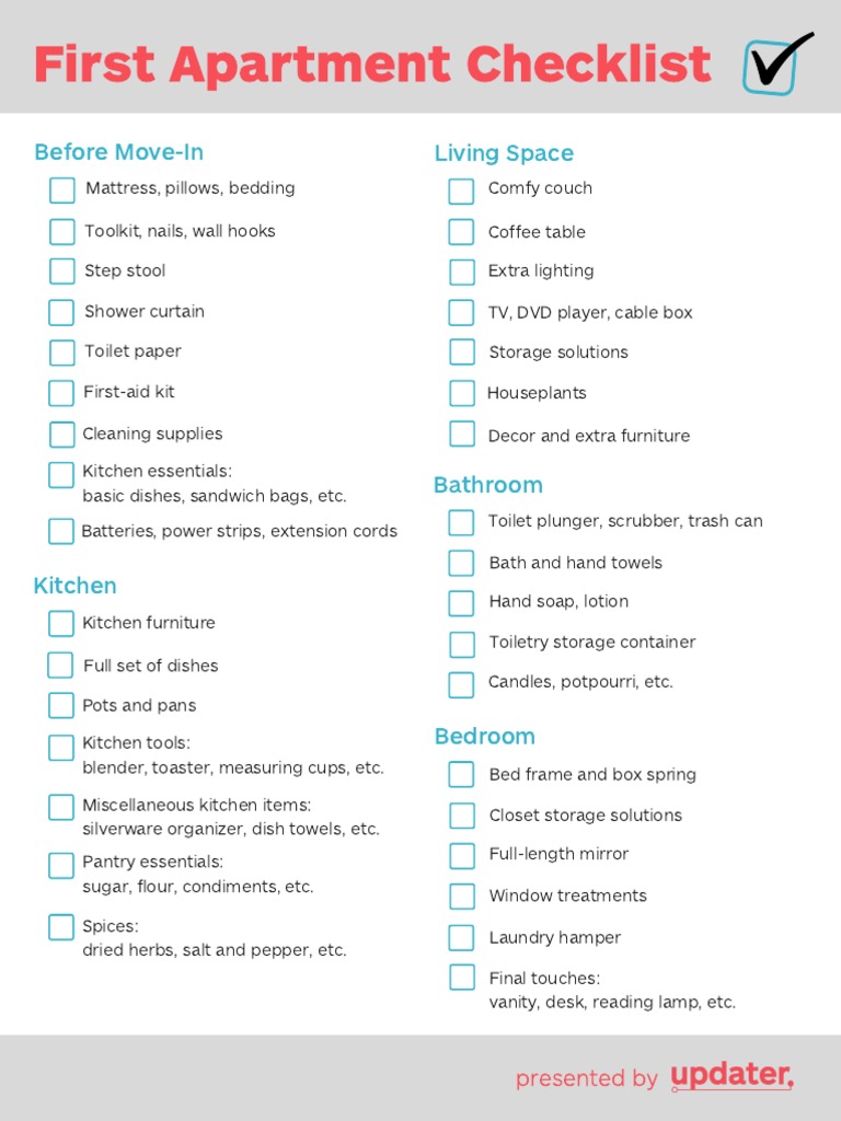 First Apartment Essentials Checklist | PDF