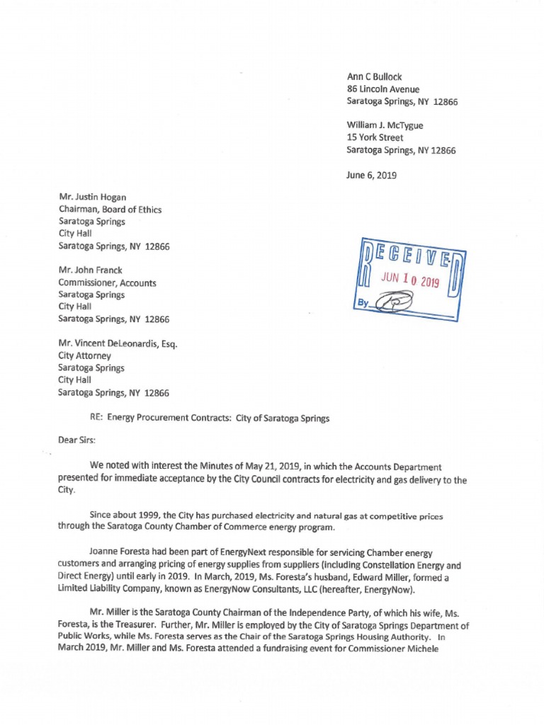 Letter To Board of Ethics | PDF