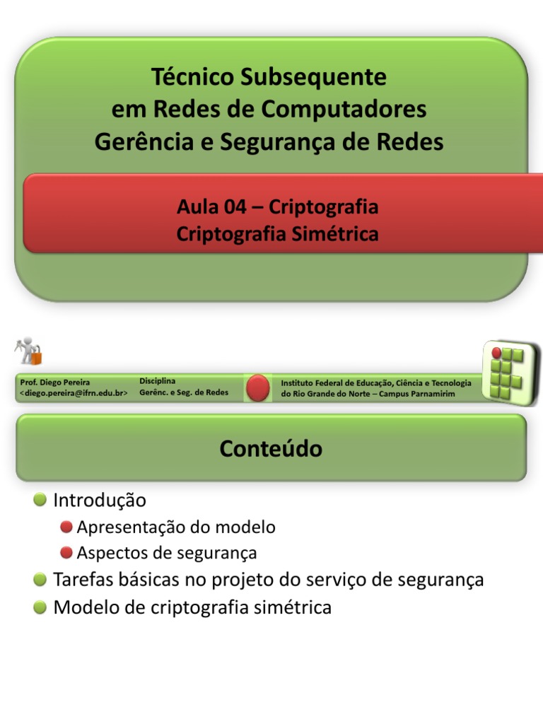 Aula 04 - Criptografia Simétrica | PDF | Criptografia | Criptoanálise
