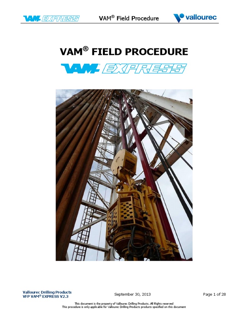 VAM Field Procedure - VAM Express | PDF | Pipe (Fluid Conveyance ...
