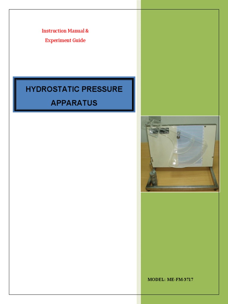 Hydrostatic Pressure Apparatus: Instruction Manual & Experiment Guide ...