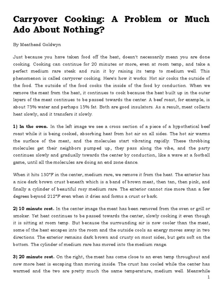 Carryover Cooking: A Problem or Much Ado About Nothing? | PDF ...