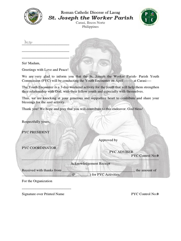 ST Joseph The Worker Parish Letter For YOUTH ENCOUNTER | PDF | Catholic ...
