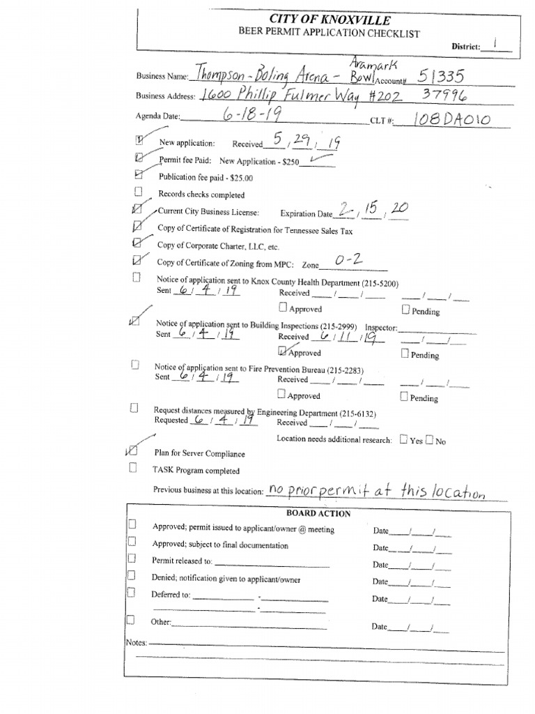 Thompson Boling Arena - Aramark Bowl Beer Permit Application Checklist ...