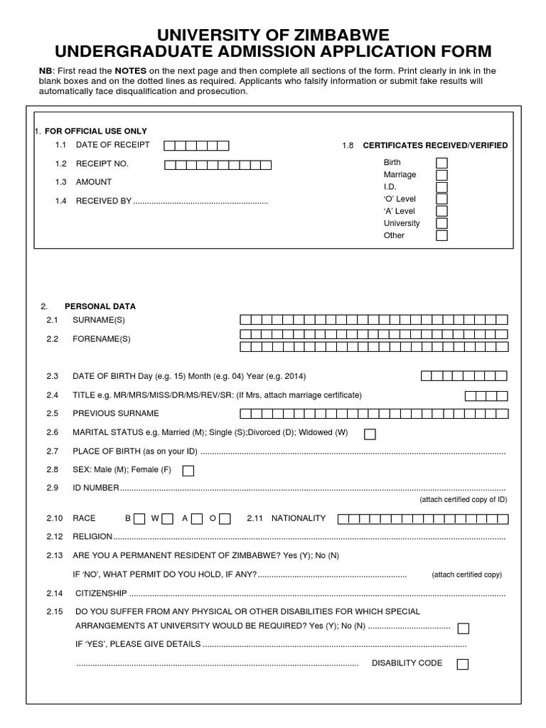2019 August Intake Undergraduate Application Form | PDF | Bachelor's ...