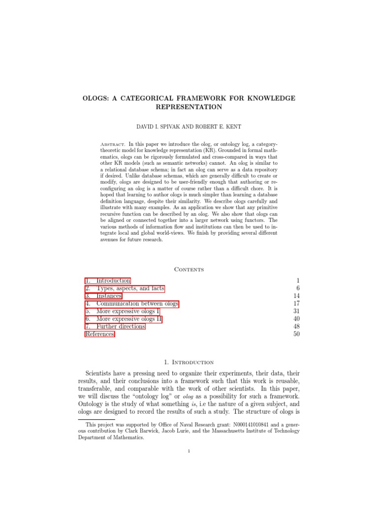 Ologs: A Categorical Framework For Knowledge Representation | PDF | Category Theory | Semantics