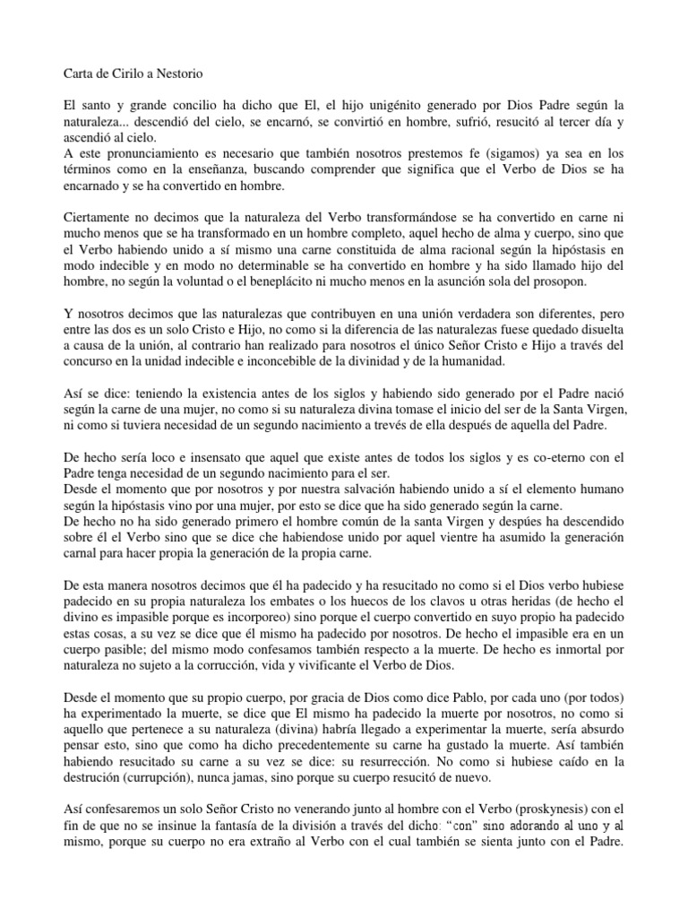 Carta de Cirilo A Nestorio | PDF | Resurrección | Cristo (título)