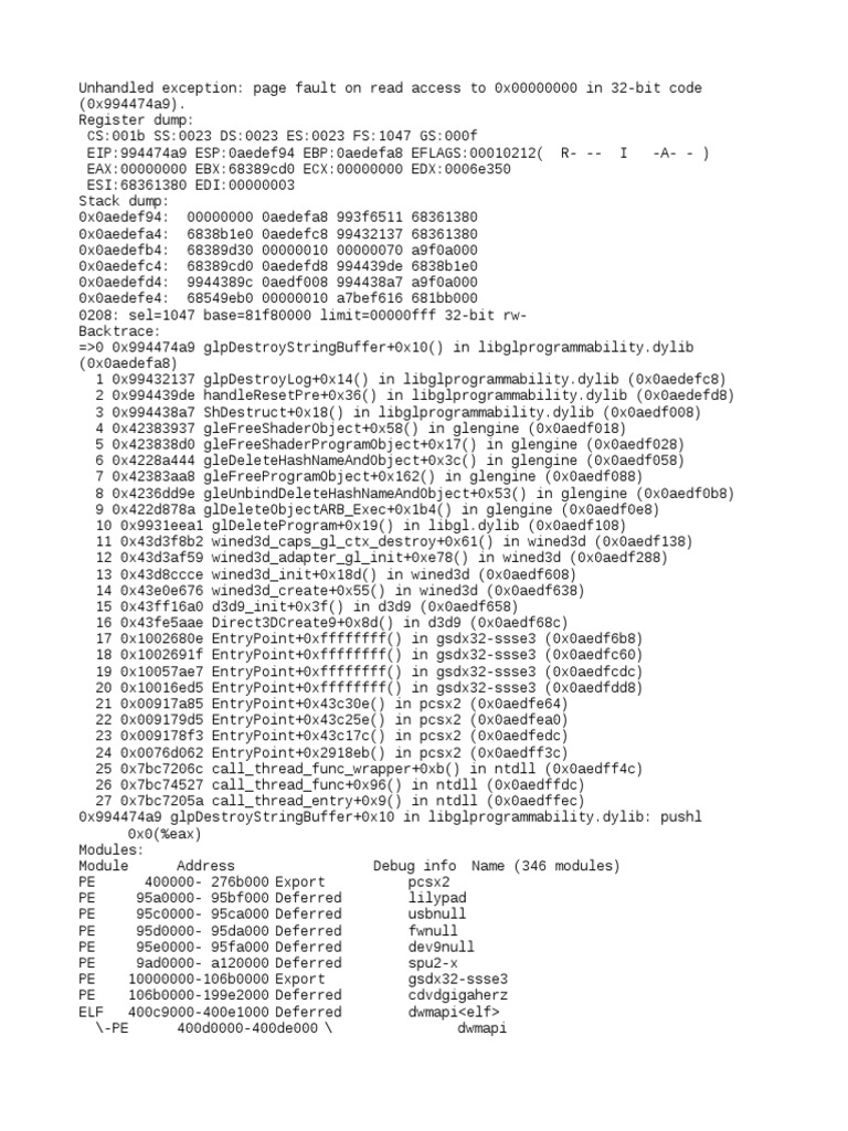 Back Trace | PDF | Operating System Technology | Ibm Pc Compatibles
