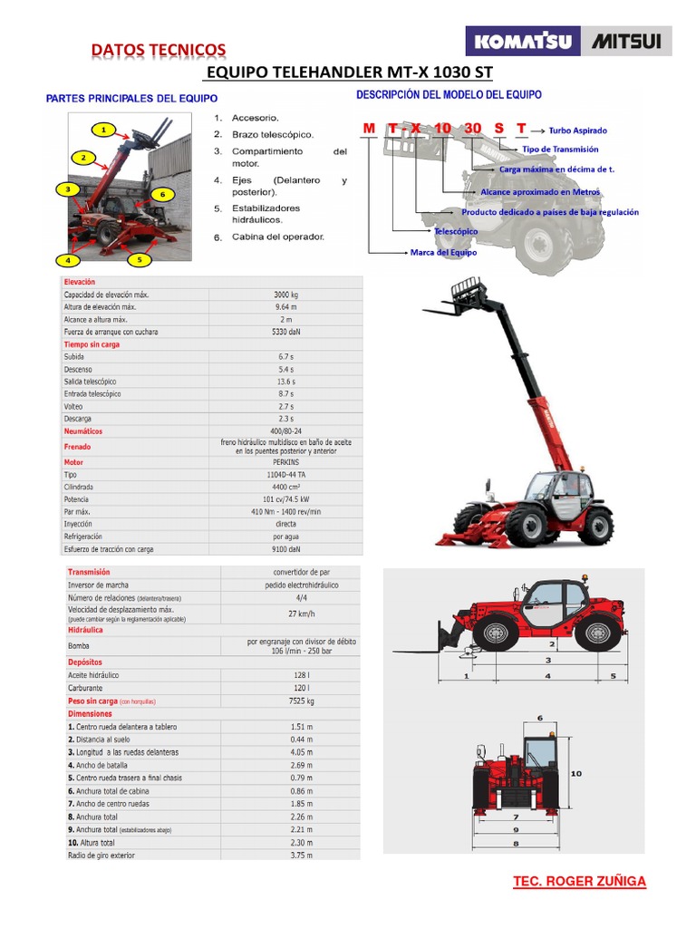 Especificaciones Tecnicas Telehandler Mtx 1030 MANITOU