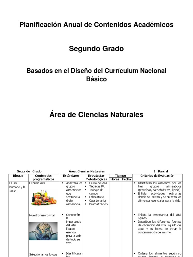Plan CCNN Segundo Grado | PDF | Alimentos | Agua