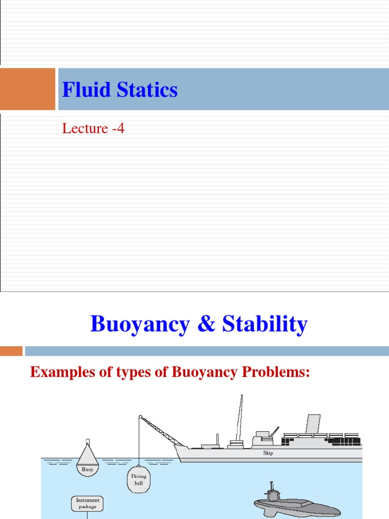 Notes Lecture 4 Fluid Statics | PDF | Buoyancy | Mass
