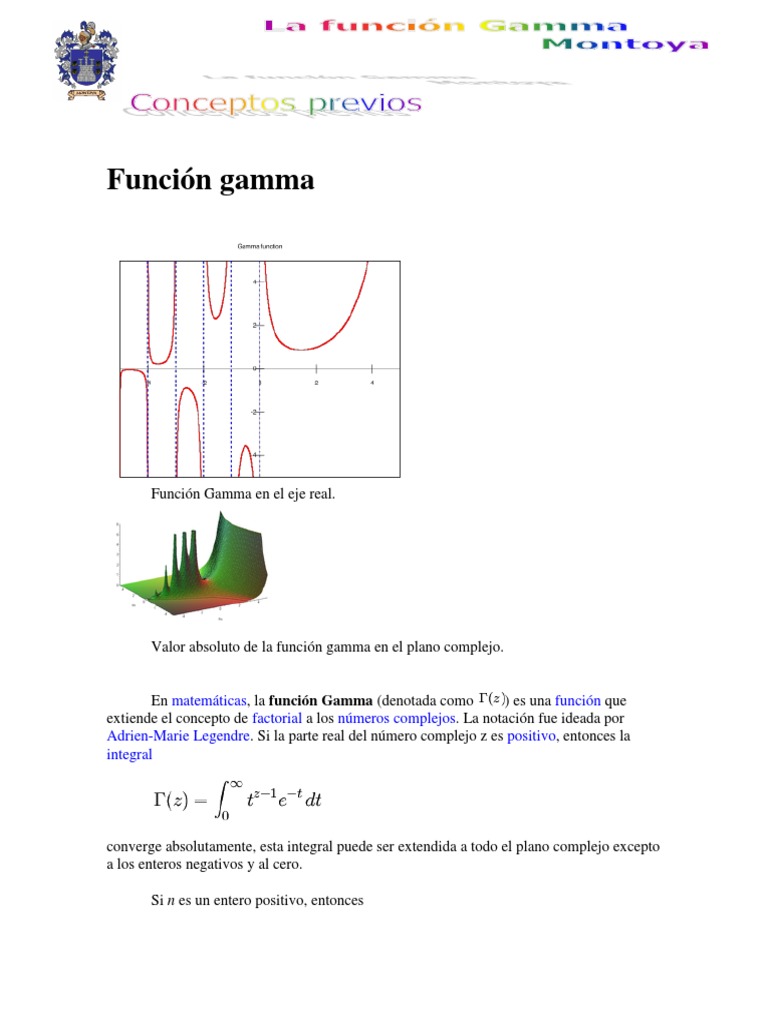 Función Gamma PDF | PDF | Análisis complejo | Conceptos matemáticos