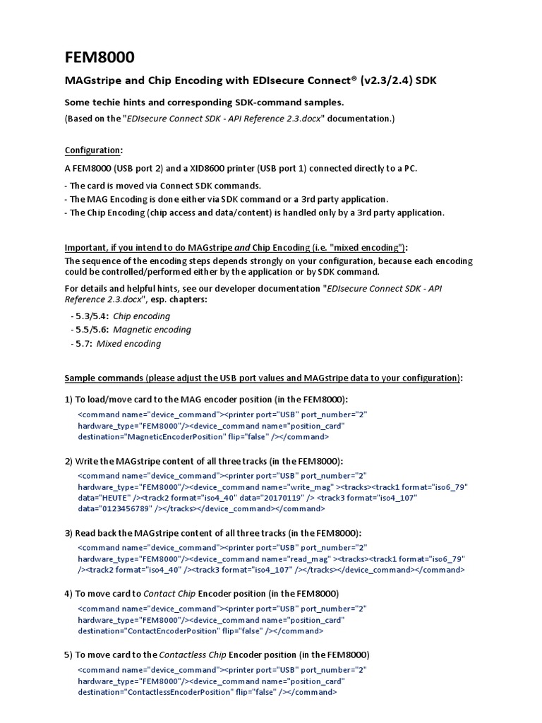 Magstripe and Chip Encoding With Edisecure Connect® (V2.3/2.4) SDK | PDF | Digital Technology ...