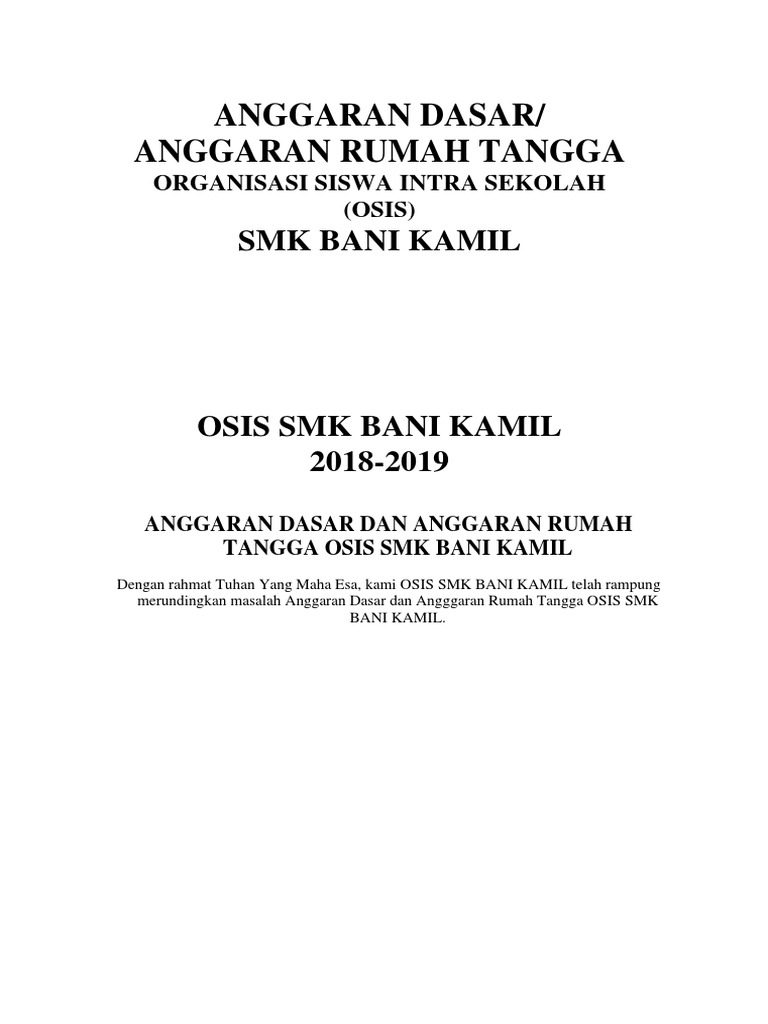 AD/ART OSIS SMK Bani Kamil 2018-2019 | PDF | Karier & Perkembangan