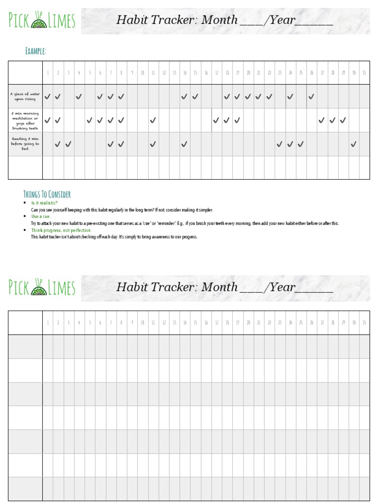 Habit Tracker - Pick Up Limes | PDF