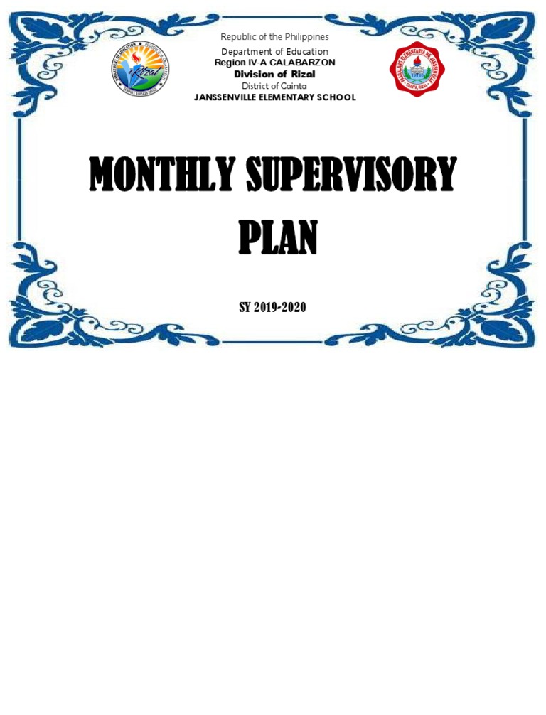Monthly Supervisory Plan: Department of Education Region Iv-A ...