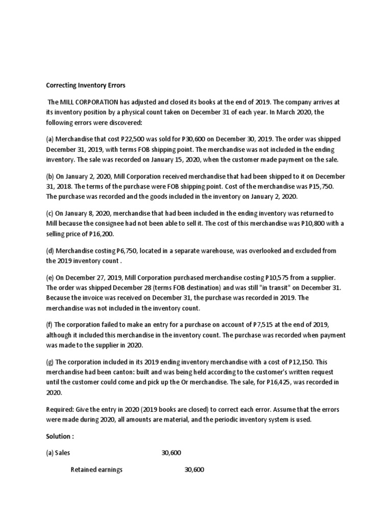 Correcting Inventory Errors 1 | PDF | Debits And Credits | Inventory