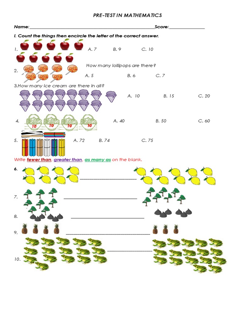 Diagnostic Test Grade 1-6 | PDF | Fraction (Mathematics) | Elementary ...