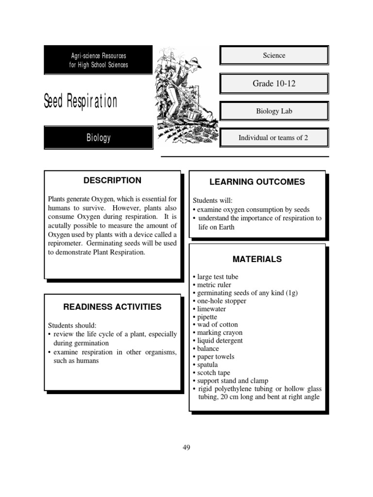 Measuring Oxygen Consumption in Germinating Seeds: An Experiment Using ...