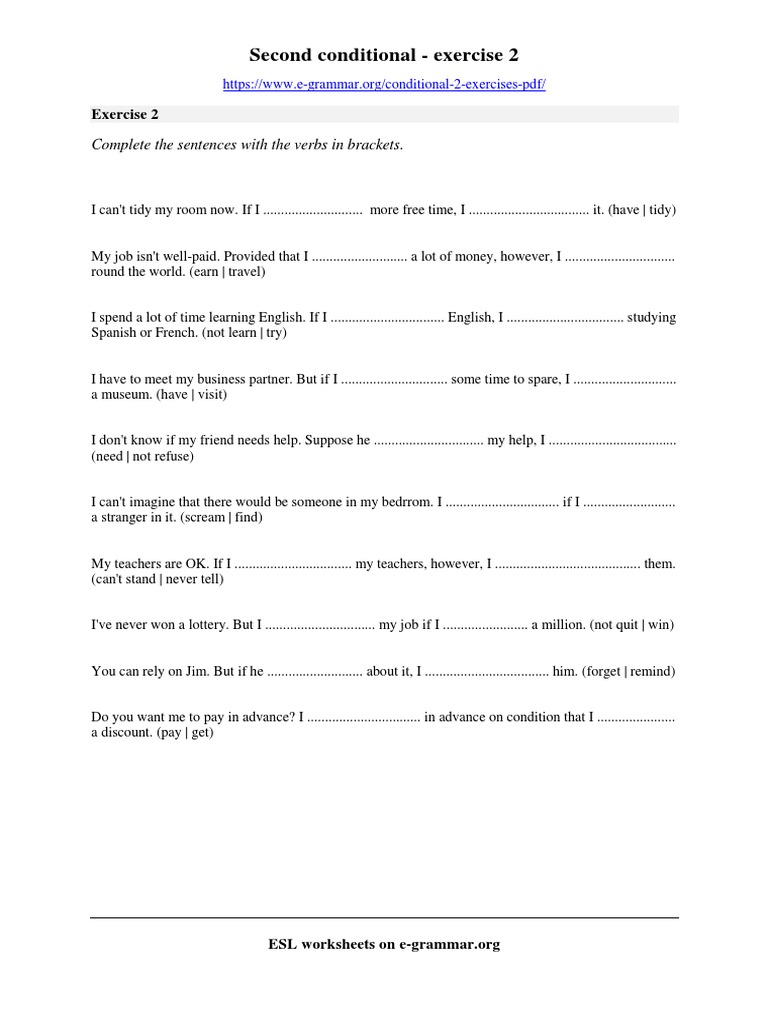 Second Conditional Exercise 2 | PDF