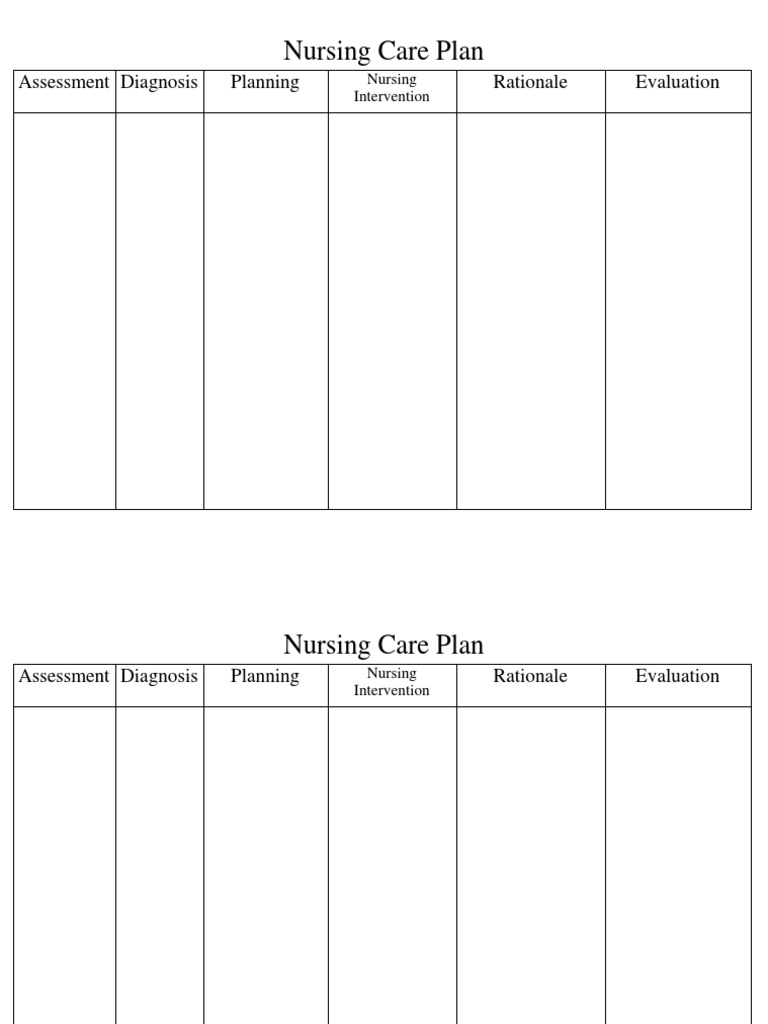 Nursing Care Plan: Assessment Diagnosis Planning Rationale Evaluation | PDF