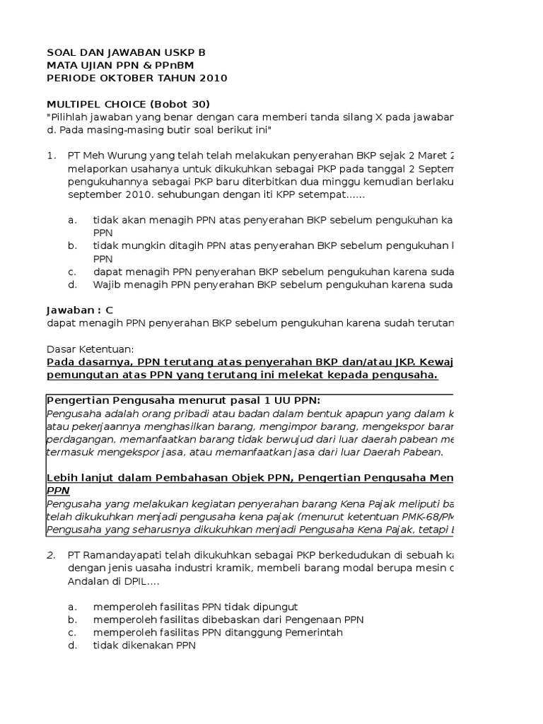 Contoh Soal PPN | PDF | Pengelolaan Keuangan & Uang