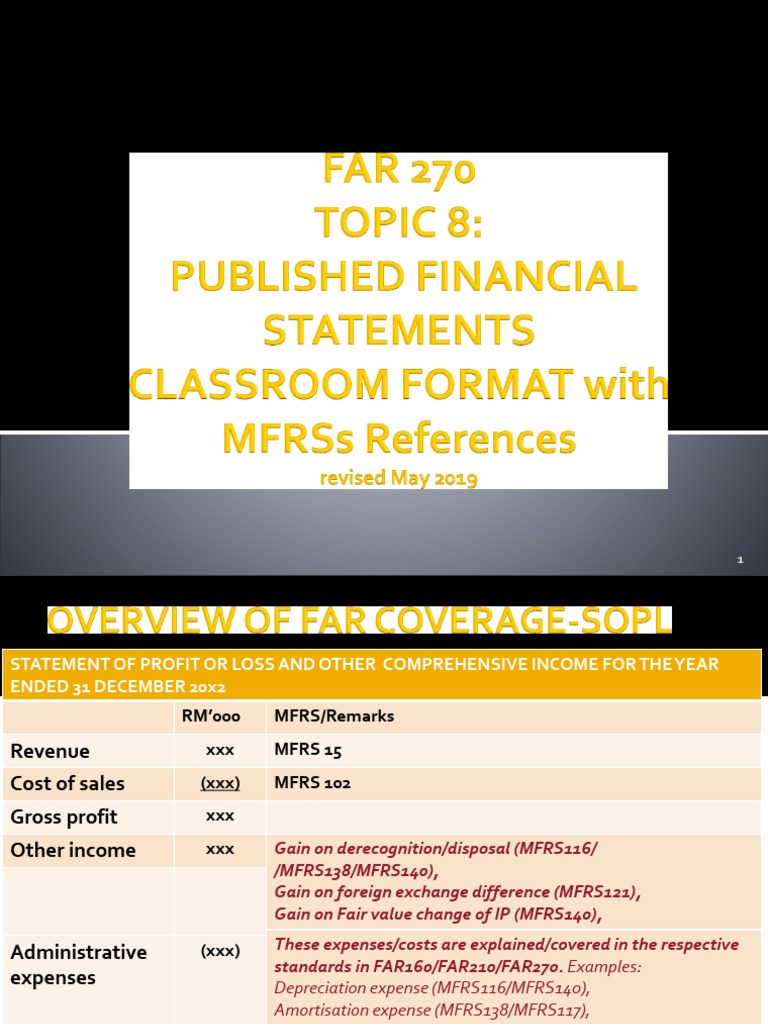 Revision of Published Accounts Format With Selected Mfrs Reference ...
