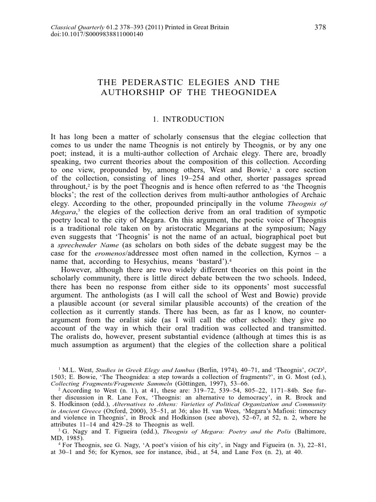 Lear - 2011 - The Pederastic Elegies and The-1 | PDF