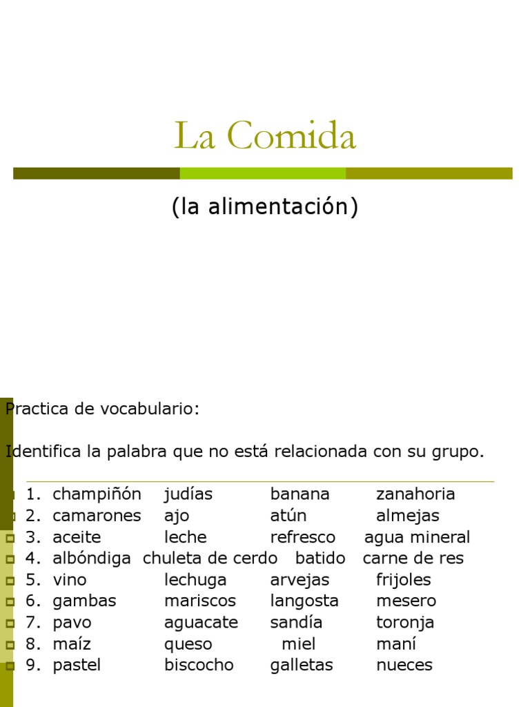 Unit 4 - La Comida | PDF | Almuerzo | Cocina occidental