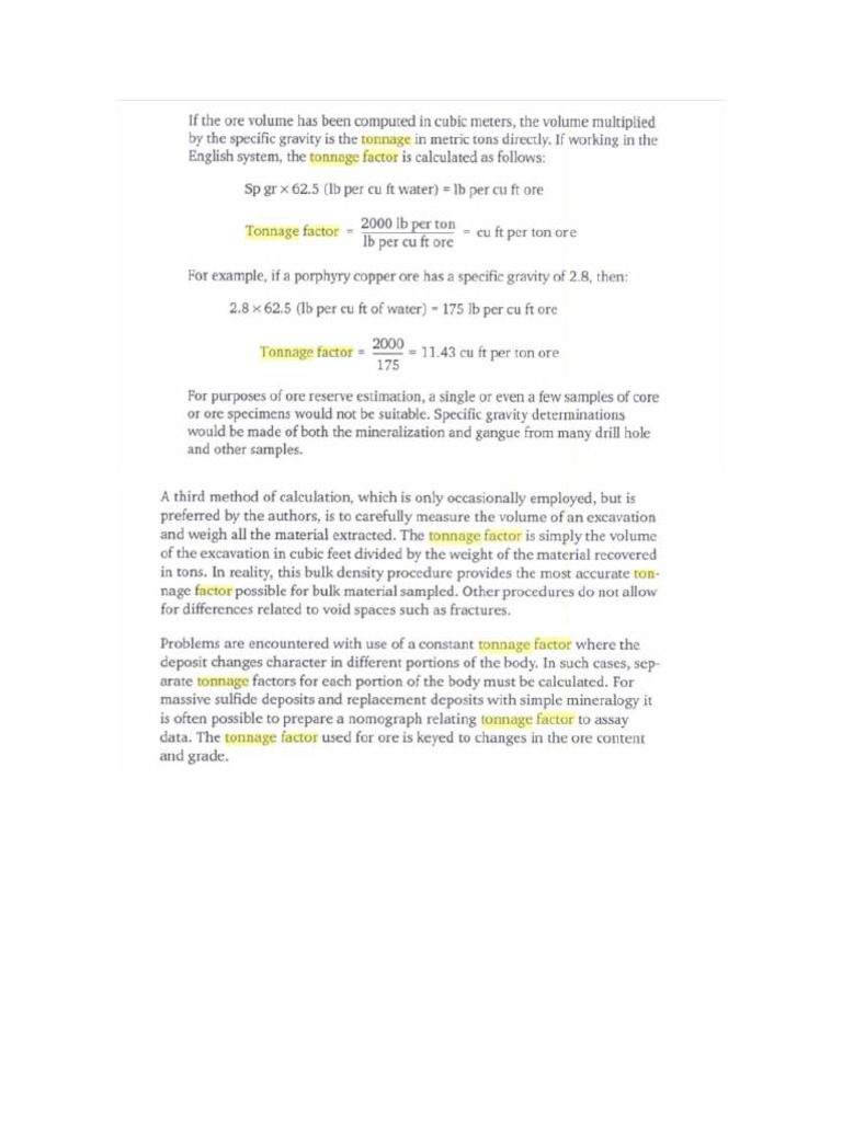 Definition of Tonnage Factor | PDF