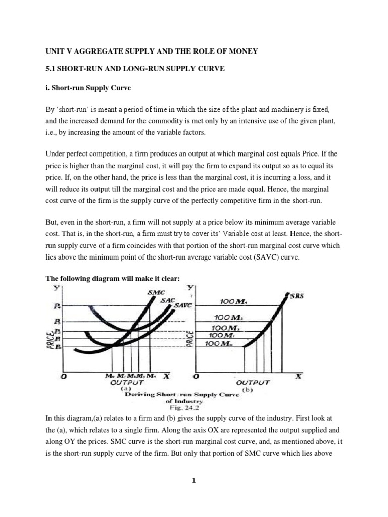 Unit V Aggregate Supply and The Role of Money | PDF | Supply And Demand ...