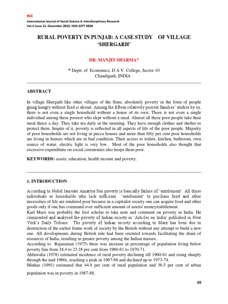 An Analysis of Rural Poverty Through a Case Study of Village Shergarh ...