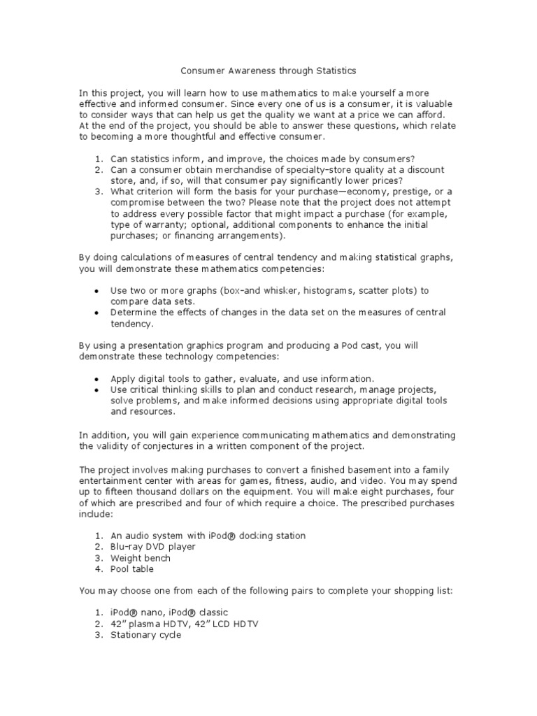 Consumer Awareness Through Statistics | PDF | Statistics | Retail