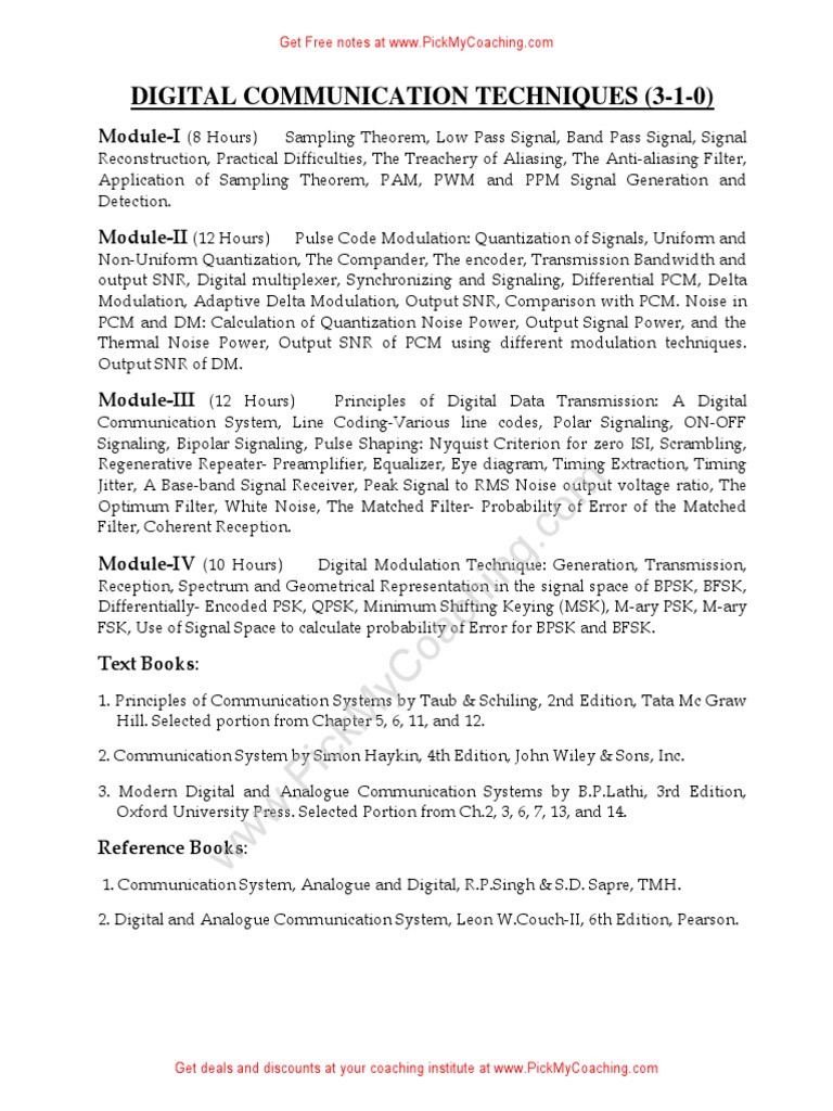 Digital Communication Techniques Overview | PDF | Sampling (Signal ...