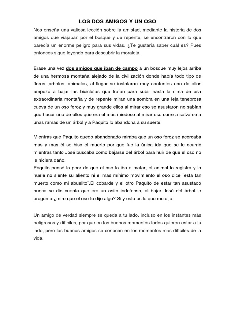 Los Dos Amigos y Un Oso | PDF