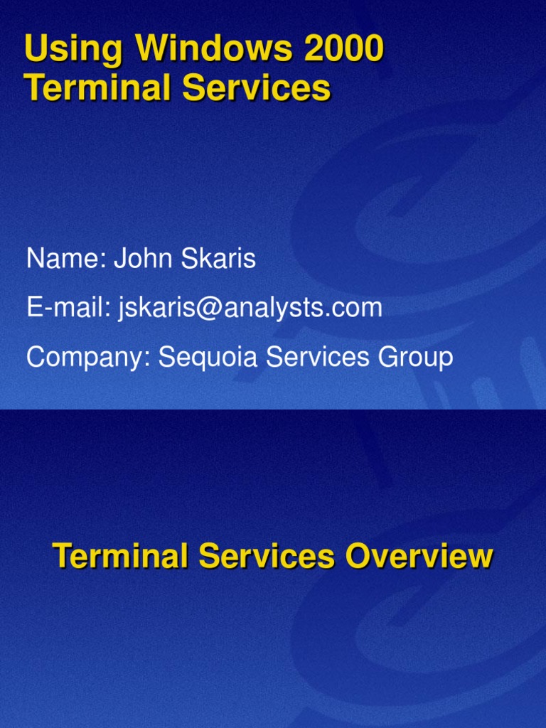 Using Terminal Servers | PDF | Remote Desktop Services | Windows 2000