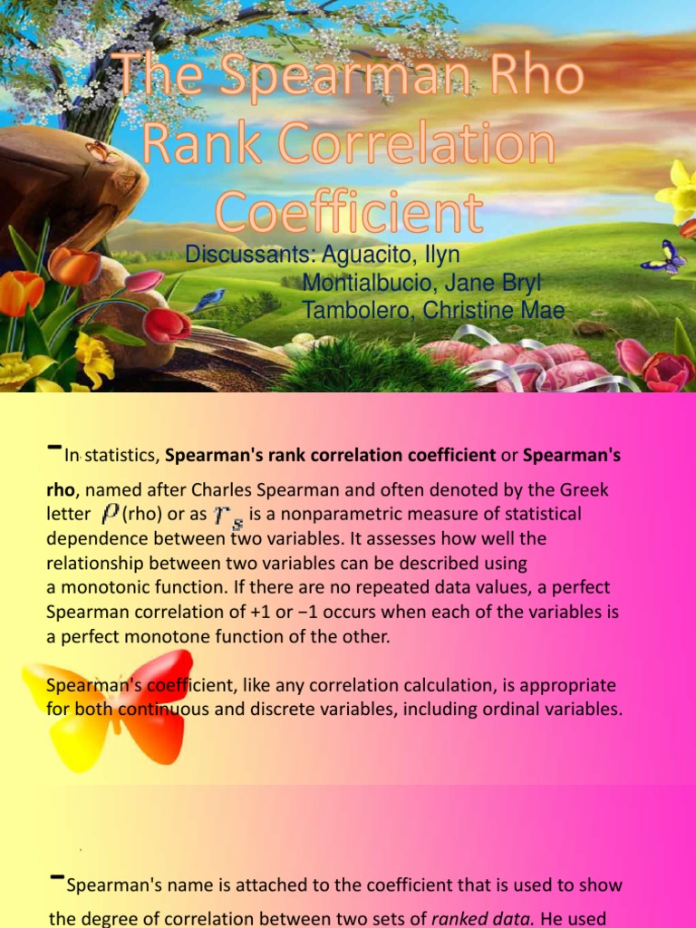 The Spearman Rho Rank Correlation Coefficient | PDF | Spearman's Rank ...