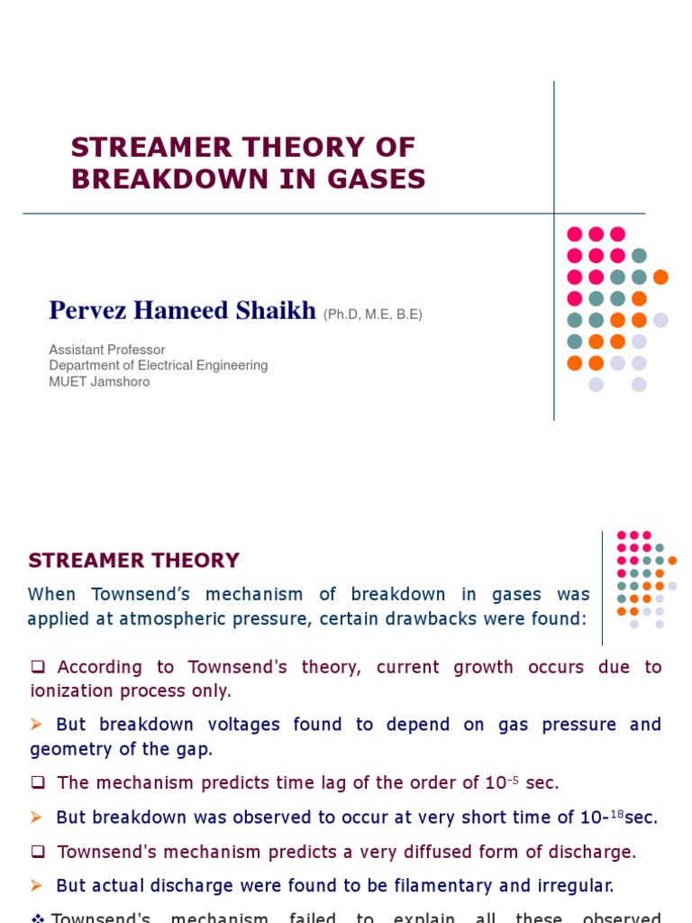 Lec 05 Streamer Theory Of Breakdown Download Free Pdf Ion