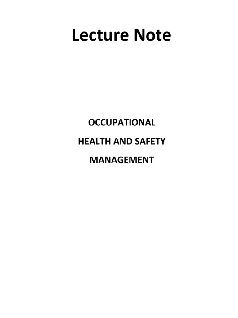 Lecture Note Occupational Health and Safety Management | PDF ...