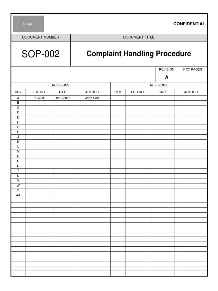 Complaint Handling SOP | PDF | Medical Device | Food And Drug ...