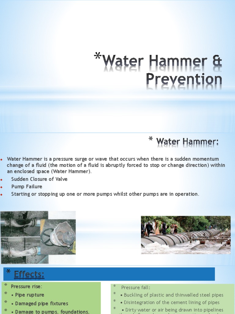 Knowledge Sharing Water Hammer | PDF | Gases | Fluid Dynamics