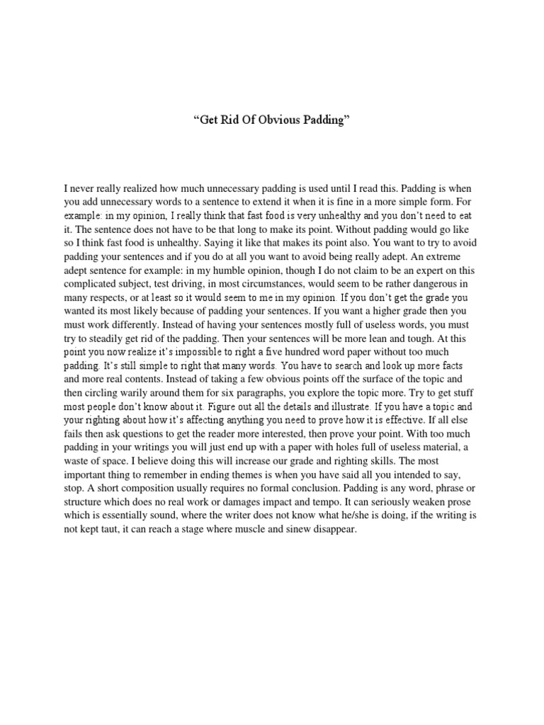 Get Rid of Obvious Padding | PDF | Essays | Epistemology