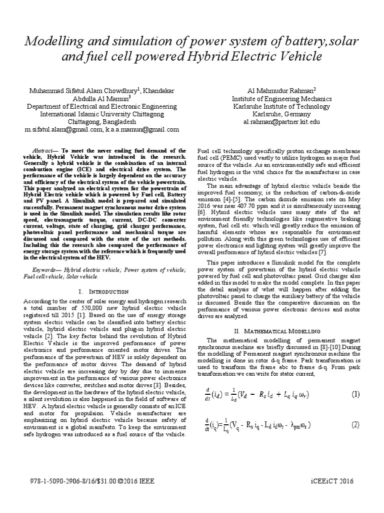 Modelling and Simulation of Power System of Battery, Solar and Fuel ...