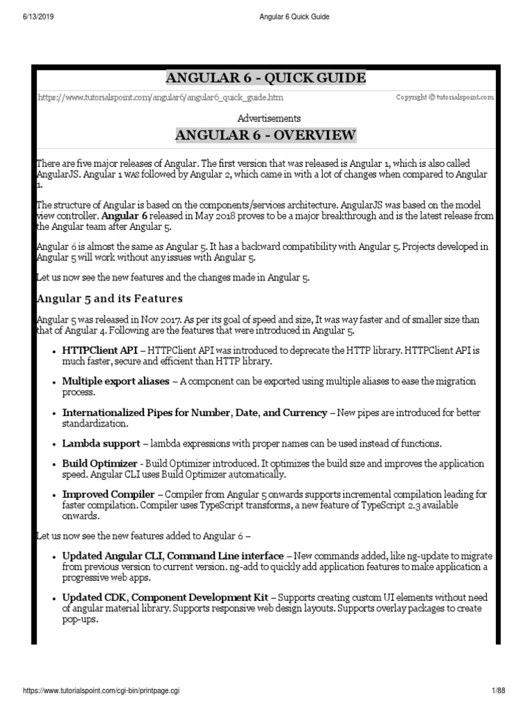 Angular 6 Quick Guide Pdf Angular Js Cascading Style Sheets 7350