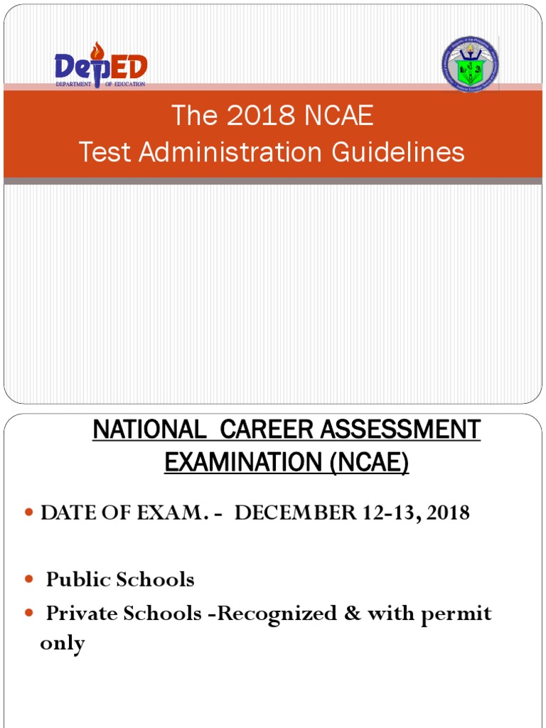 2 - 2018 NCAE Guidelines | PDF | Test (Assessment) | Cognition