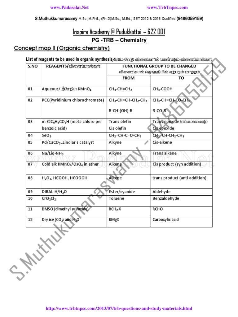 172 PGTRB Chemistry Study Material Reagents List PDF | PDF | Alkene ...