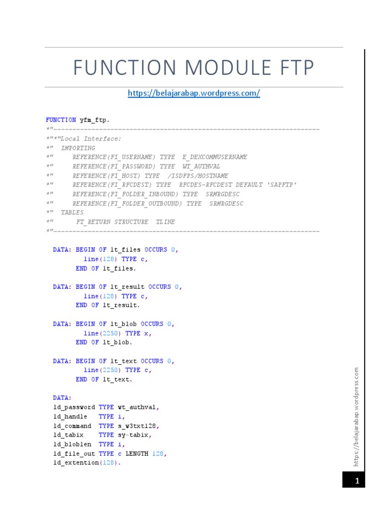 FTP FUNCTION MODULE in ABAP | PDF | File Transfer Protocol | Computer File