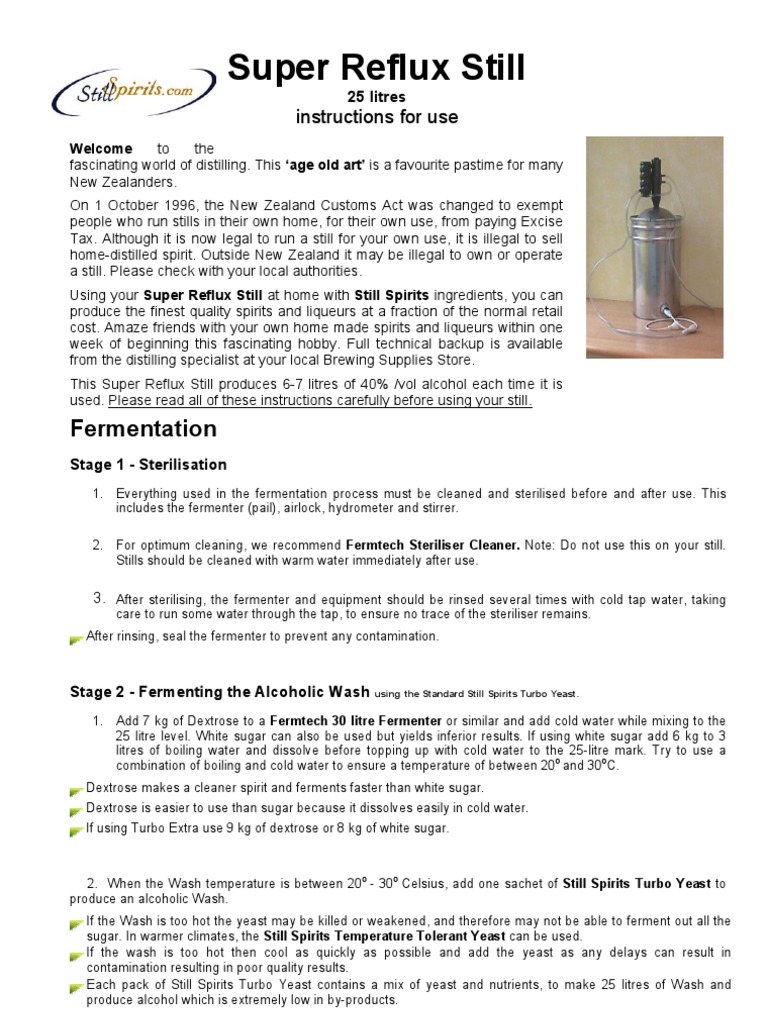 25 L SUPER Reflux Still Ins With Z Filter | PDF | Whisky | Rum