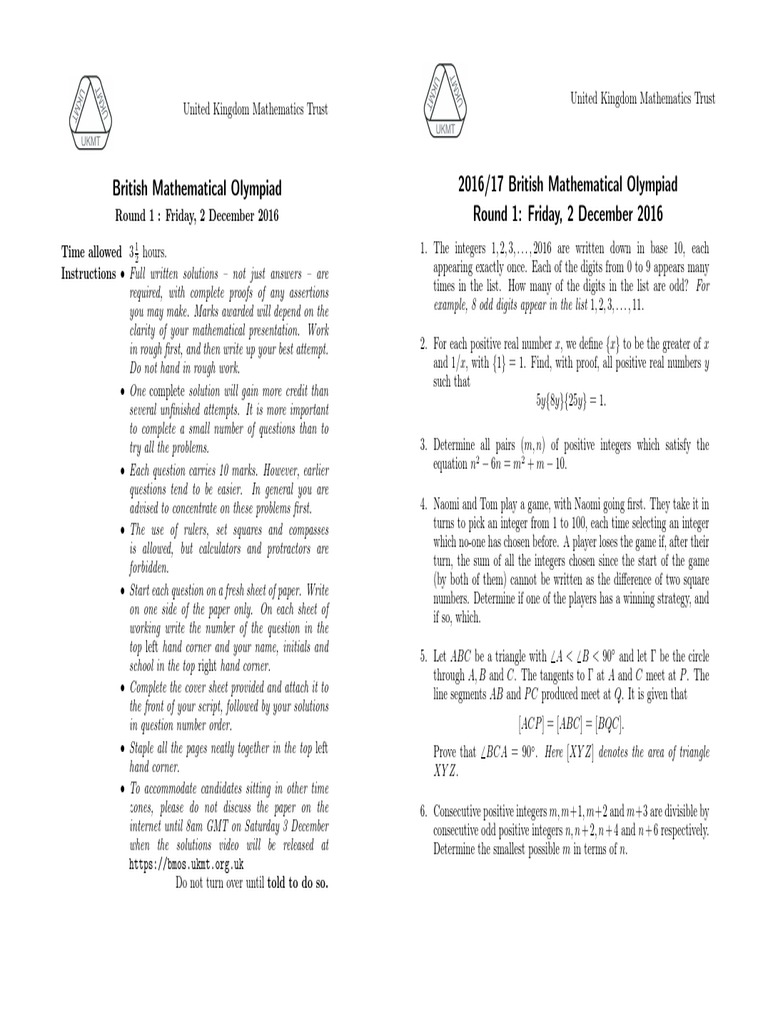 Bmo1 2017 | PDF | Numbers | Real Number