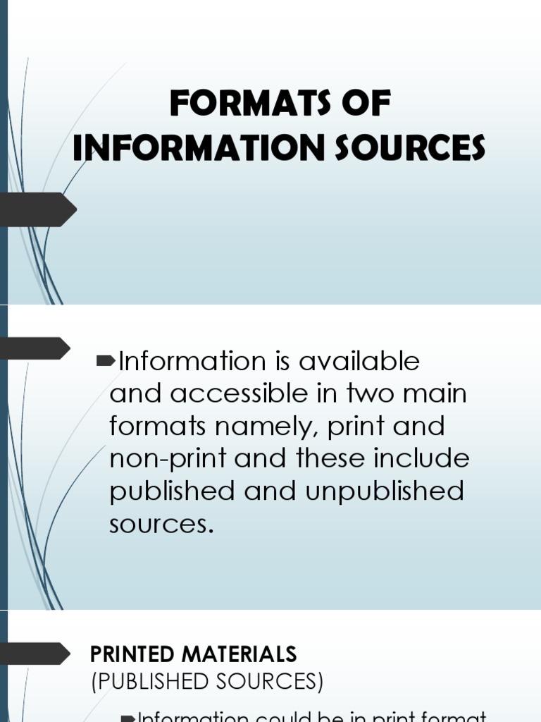 Formats of Information Sources | PDF | Academic Journal | Internet